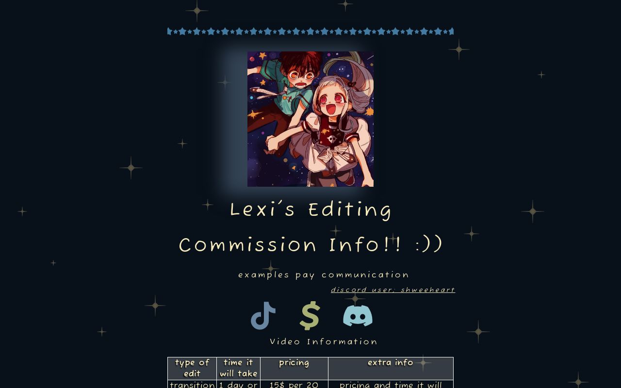 LEXI'S EDITING COMM INFO!!